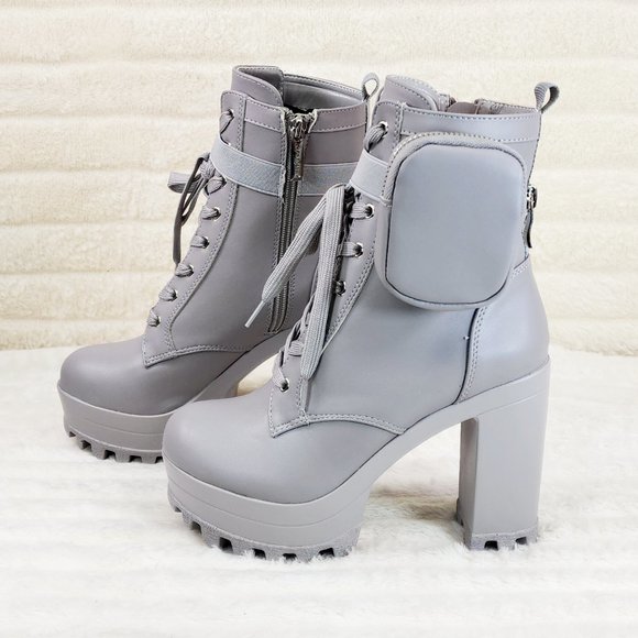 Cape Robbin | Shoes | Secrets Gray Light Weight Chunky Platform Heel ...